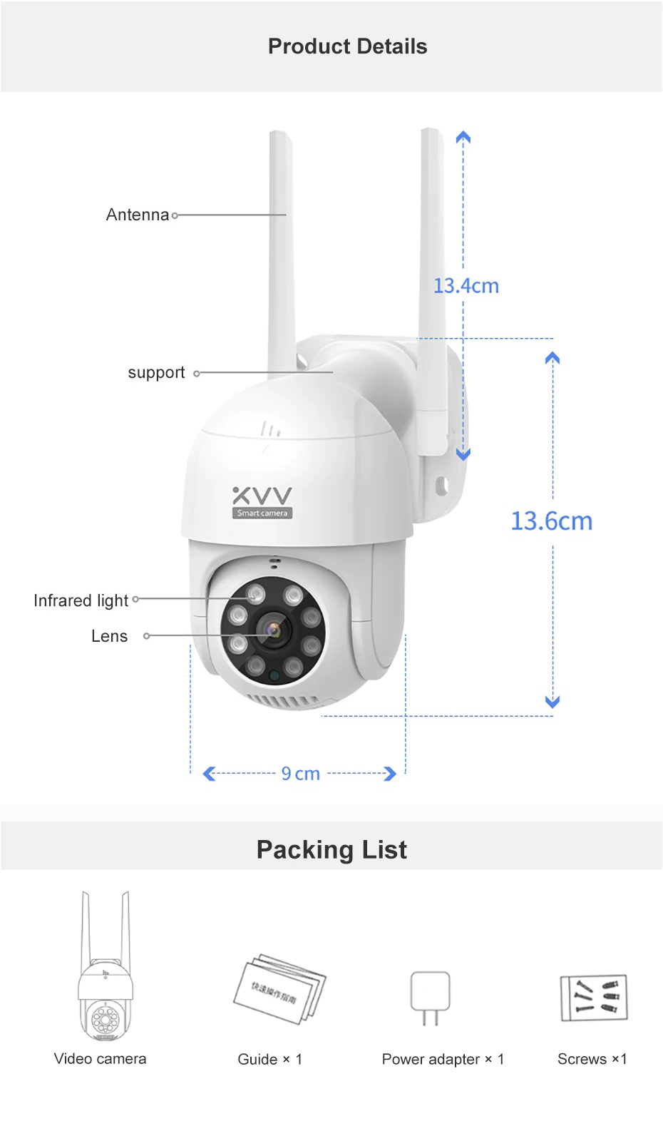 Xiaomi Xiaovv XVV-3630S-P1 Outdoor PTZ IP Camera - White - PowerMall